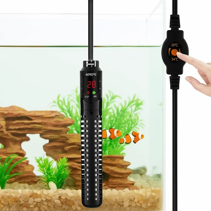 Practical 50-500W Fish Heating Rod Leave Water Power Off LCD Display ...