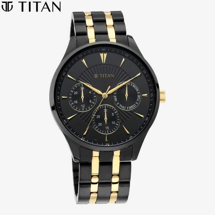 Titan Regalia Opulent Black Dial Multifunction Watch for Men 90127KM01 ...