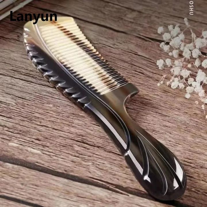 Lanyun Handmade Natural Ox Horn Comb Anti Static Buffalo Combs Handle ...
