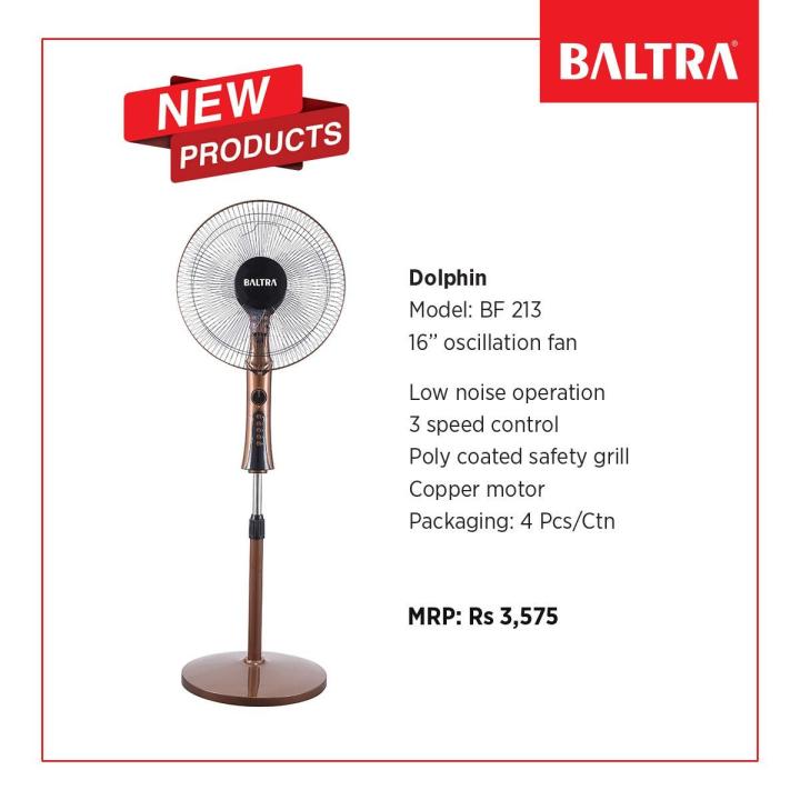 Baltra Stand Fan DOLPHIN | 16'' Oscillation | 3 Speed Control | 12 ...