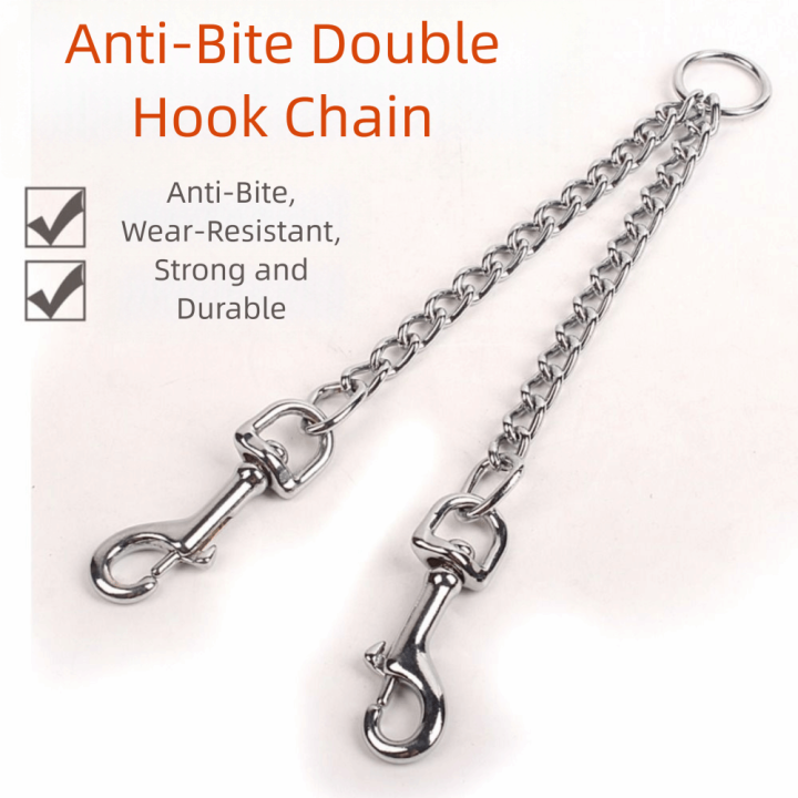 Heavy Duty Stainless Steel 2 Way Dog Leash Wear Resistant Double Hook ...