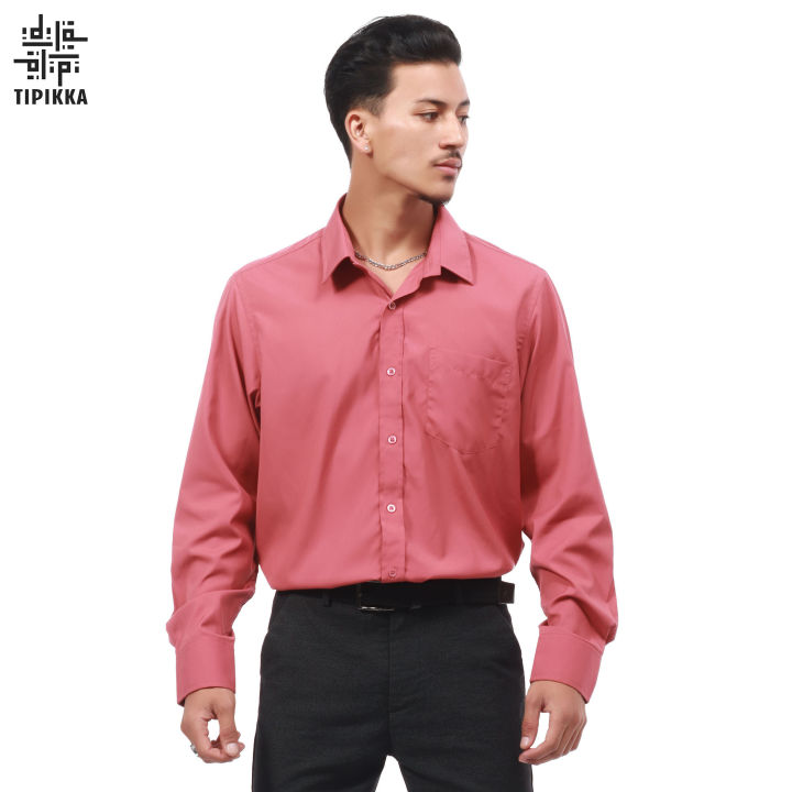 Tipikka Brick Red Color Cotton Feel Full Sleeve Plain Formal Shirt For ...