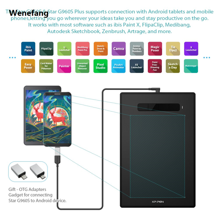 Wenefang XPPen StarG960S Plus 9x6 inch Drawing Tablet Graphics Tablet ...