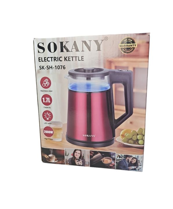 Sokany SKSH1076 Electric Kettle (1.7 Liter) Hot Water Tea Coffee Maker ...