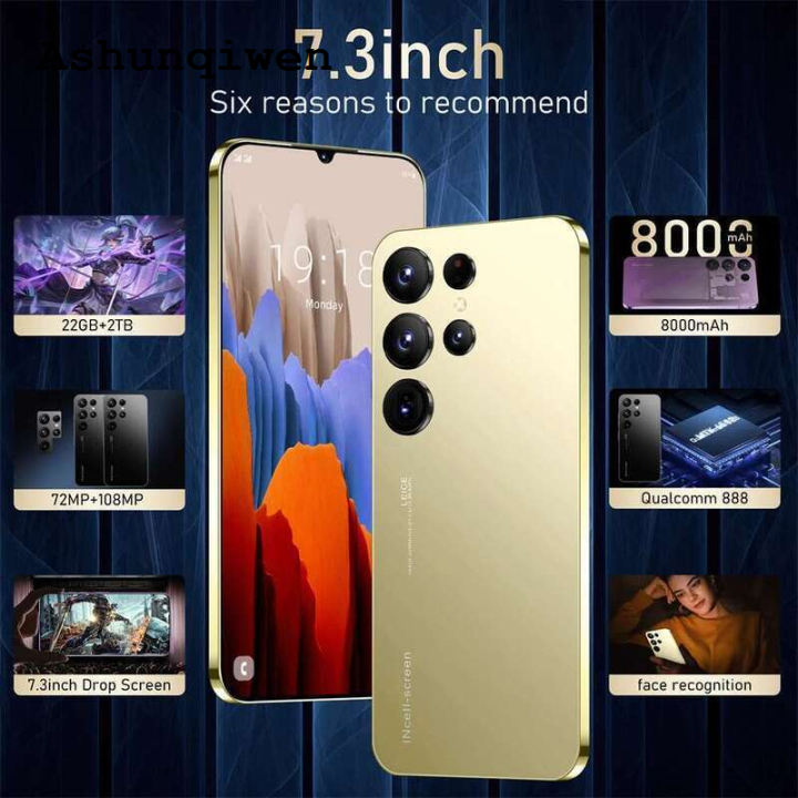 Ashunqiwen S25 Mobile Phones 7.3 HD Screen SmartPhone Original 22GB+2TB ...