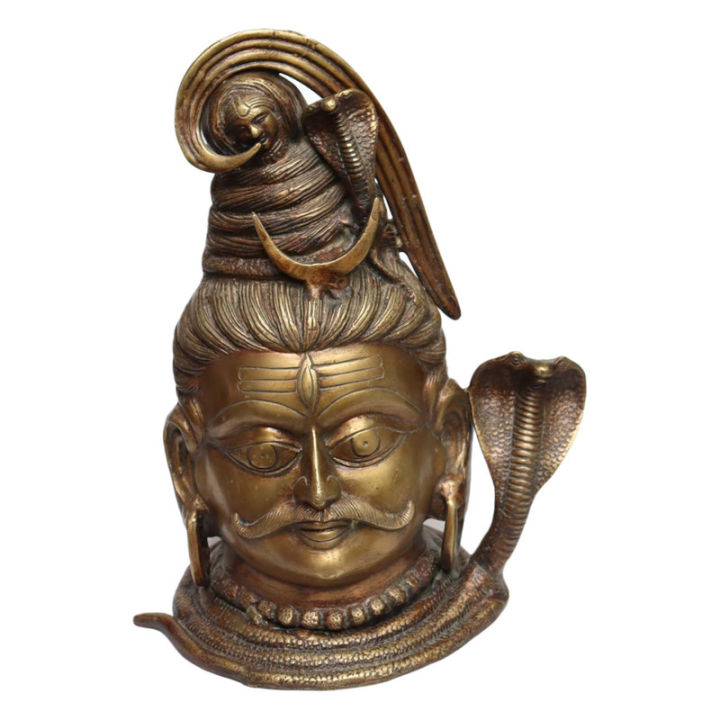 Golden Lord Shiva Head Decorative Statue / Large Shiva head Statue ...