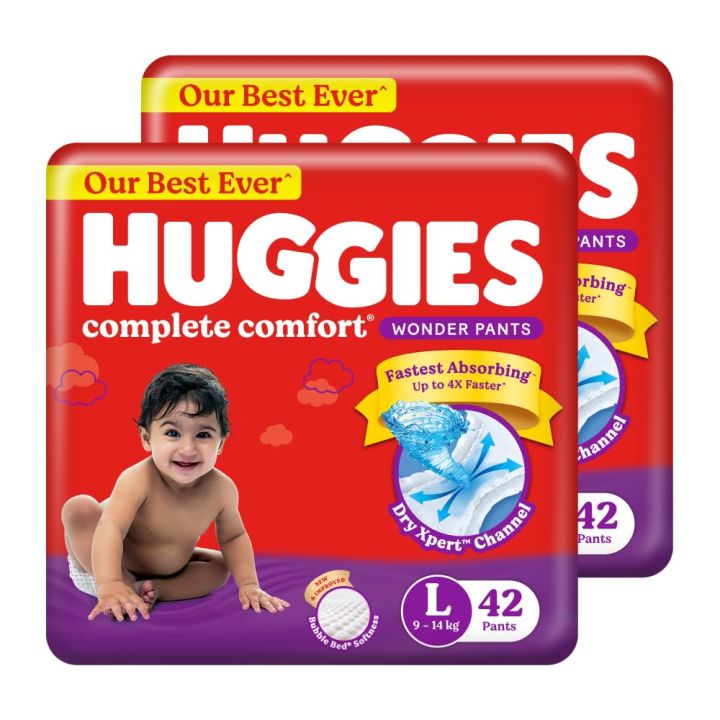 Huggies Wonder Pants (L) 84 pcs Size (9-14 Kgs) Baby Diaper Pants ...