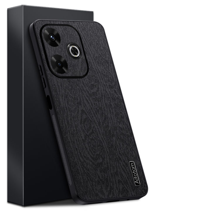 Vantime for Xiaomi Redmi 13 / Poco M6 4G Case Wood Texture Pattern Hard Casing Shockproof Back ...