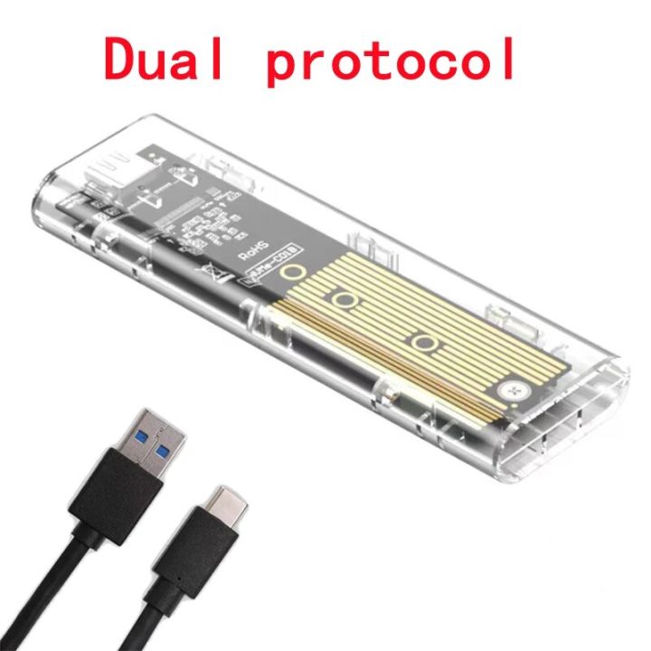 M.2 NVME PCIe NGFF SATA Dual Protocol SSD Case Clear USB Type C 10Gbps ...