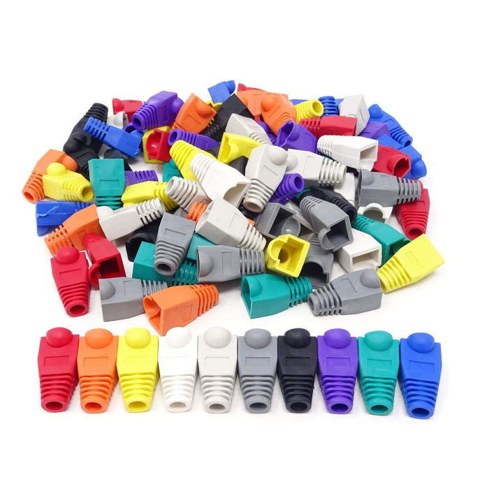 100 PCS RJ45 Boots Cover ,Ethernet Crimp Connector Cap, Soft Plastic ...