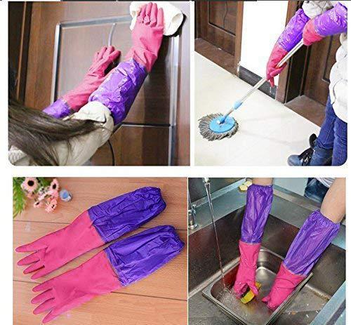 Multi Purpose Reusable Rubber Latex Fur Warm Cotton Lining Inside Gloves Household Long Sleeves Safety Kitchen Glove for Dish Washing Cleaning Gardening Kitchen Cleaning Hand Gloves Daraz .np