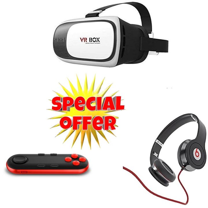 VR Box Combo Set - VR Box - VR Remote - P47 Wireless Headphone - 3 in 1 ...