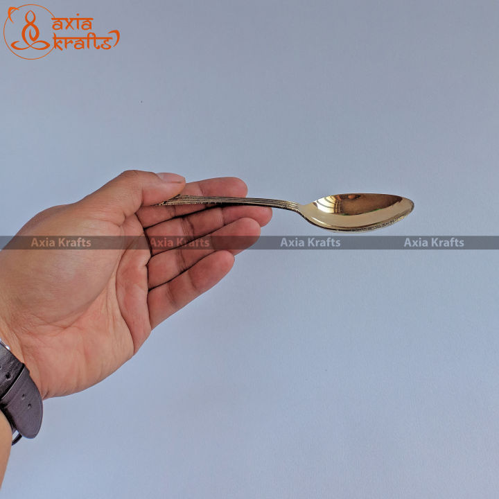 Axia Krafts Golden Brass Spoon Set 6.9 inches ( Set of 6 ) Cutlery Fine ...