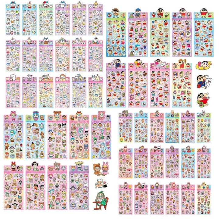 18 sheets/pack New Mix Style Anime Sticker Crayon Shin Chan DIY Cartoon ...