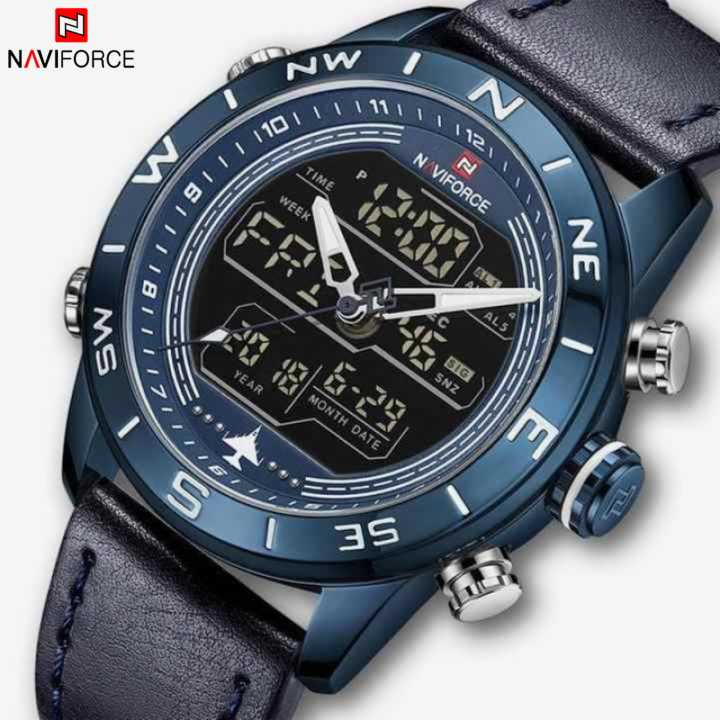 NAVIFORCE Nf9144 Double Time Digital/Analog Quartz Watch For Men - Blue ...
