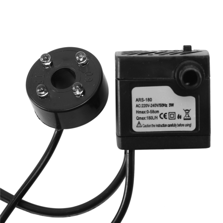 4X 3W Submersible Water Pumps with 4-LED Light Pump Aquarium Fountain ...