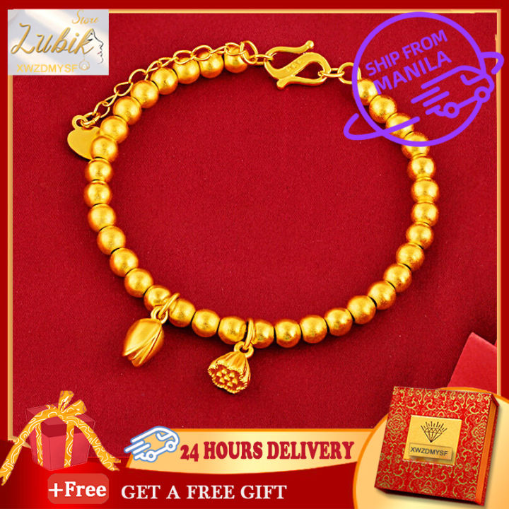 LUBIK Saudi Gold Inheritance Two-Generation Lotus Heart Lotus Bracelet ...