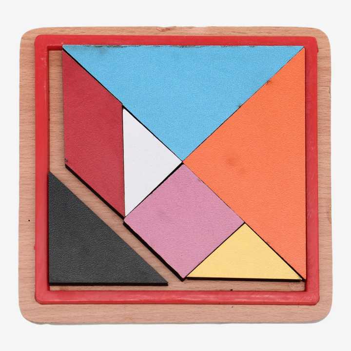 Multi Color Wooden Base Tangram With 7 Shape Puzzle | Daraz.com.np