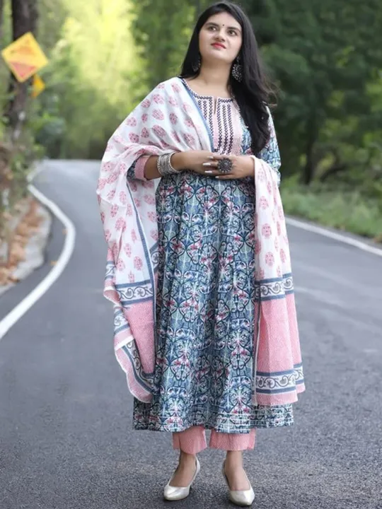 Fabdale Floral Print Viscose Rayon Salwar Suit Set with Attached ...