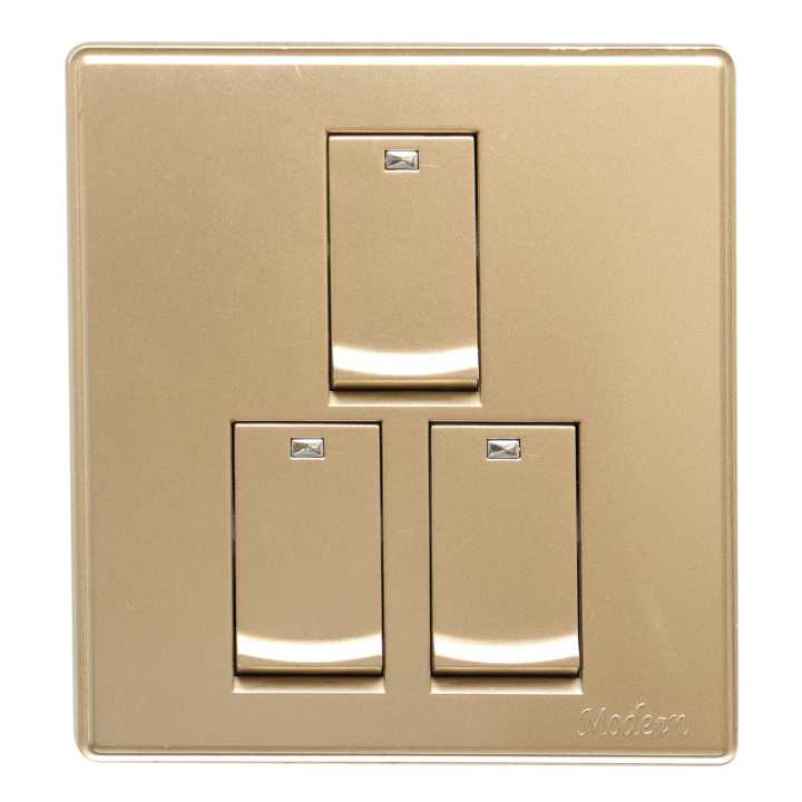 Golden Modern 3 Gang Switch | Daraz.com.np