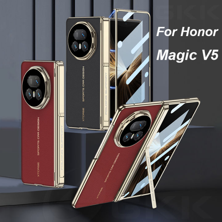 Magnetic Hinge Stand PU Leather Case For Honor Magic V5 For Magsafe ...
