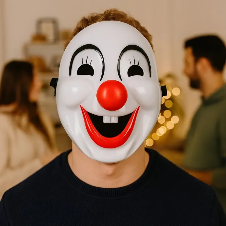 Dress Up Red Nose Halloween Clown Funny PVC Clown Makeup Scary Happy ...