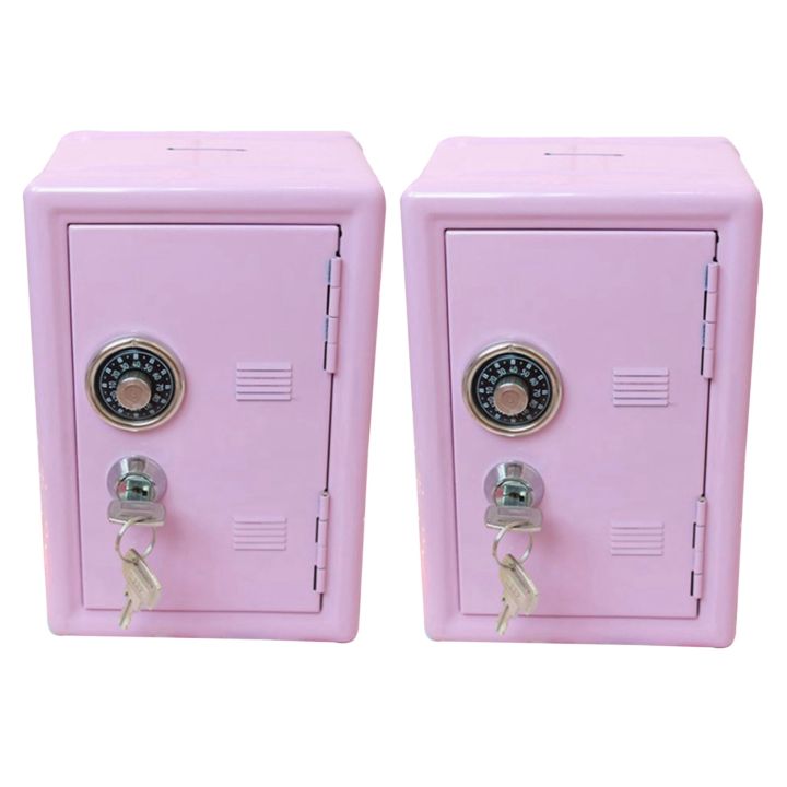 2X Kids Money , Money Box Gift Safe Case Password with Key Metal Money ...