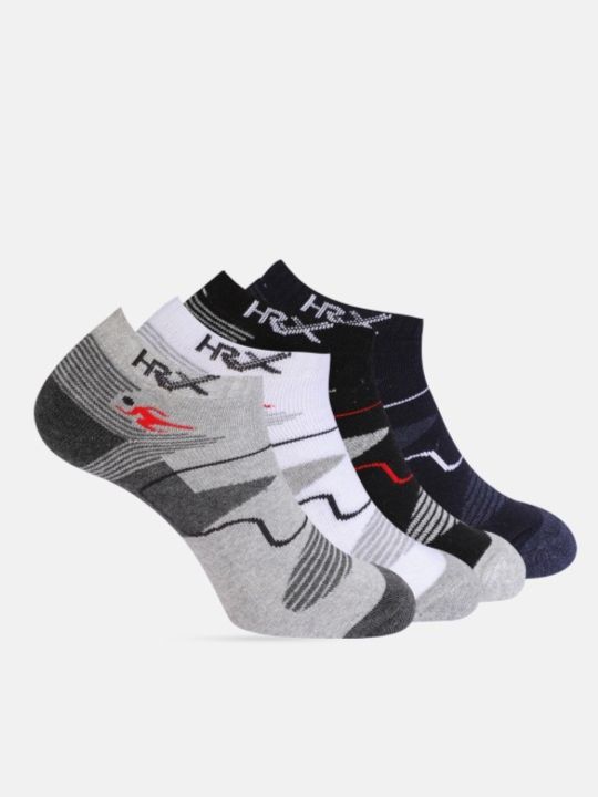 HRX by Hrithik Roshan Pack of 4 Patterened Ankle Length Socks For Men ...
