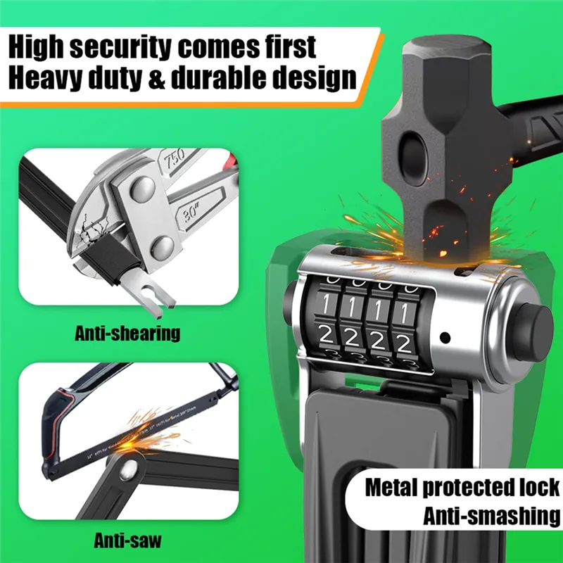 Bike Lock with Air Tag Bracket Combination Lock with High Security ...