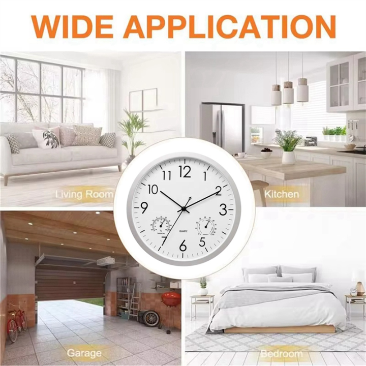 Decorative Round Outdoor Clock with Thermometer and Hygrometer Large ...