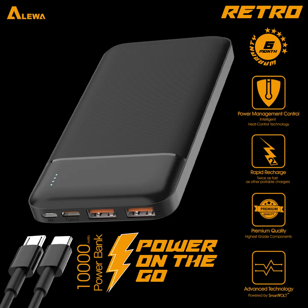 ALEWA RETRO 10000mAh Power Bank | Fast Charging | Rapid 2x Recharge ...