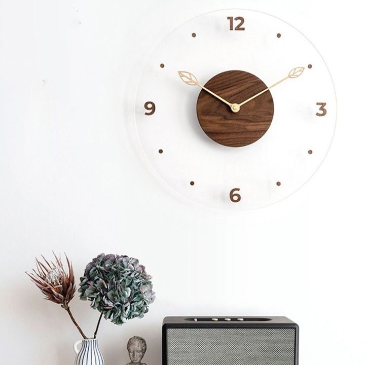 Modern Solid Wood Digital Wall Watch Acrylic Silent Movement Hanging ...