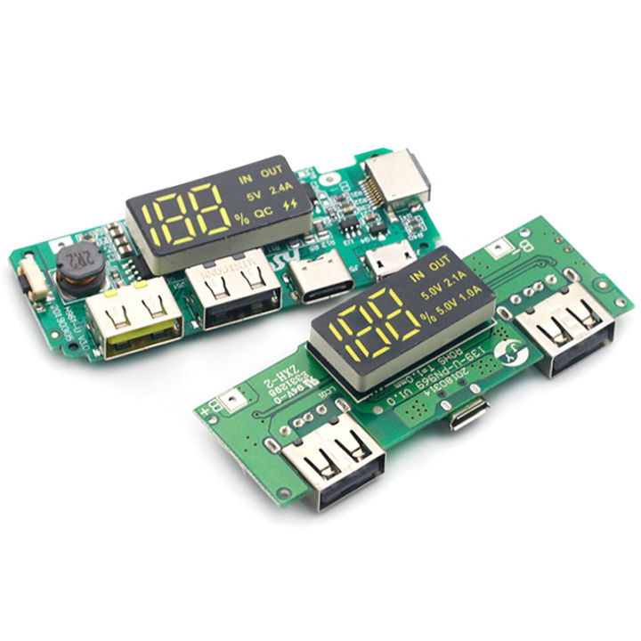 LED Dual USB 5V 2.4A Micro/Type-C USB Mobile Power Bank 18650 Charging ...