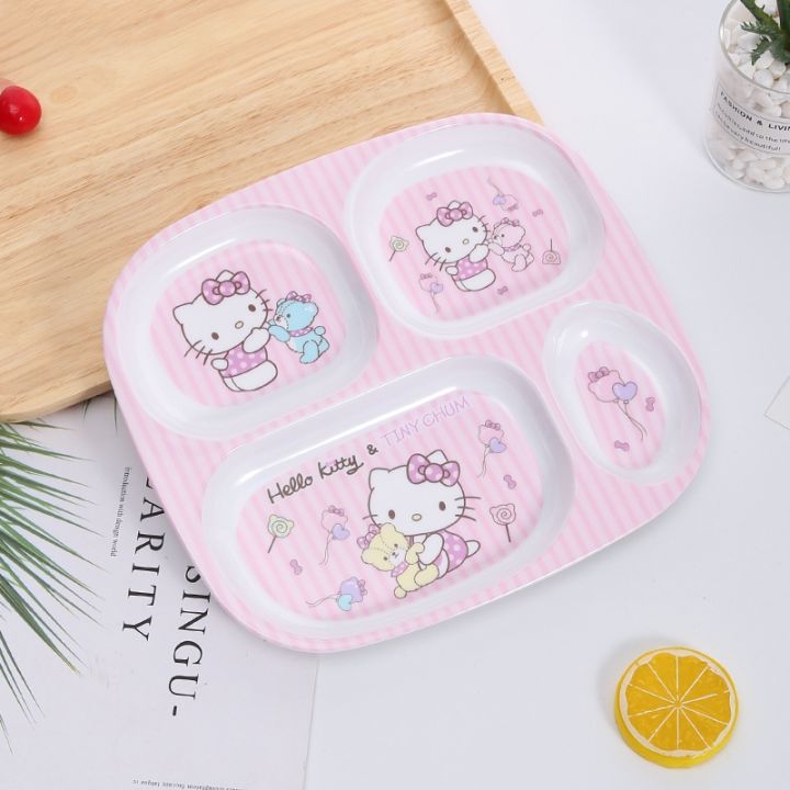 Masala Beads Cute Hello Kitty Cartoon Four Grid Platter Plate Children ...