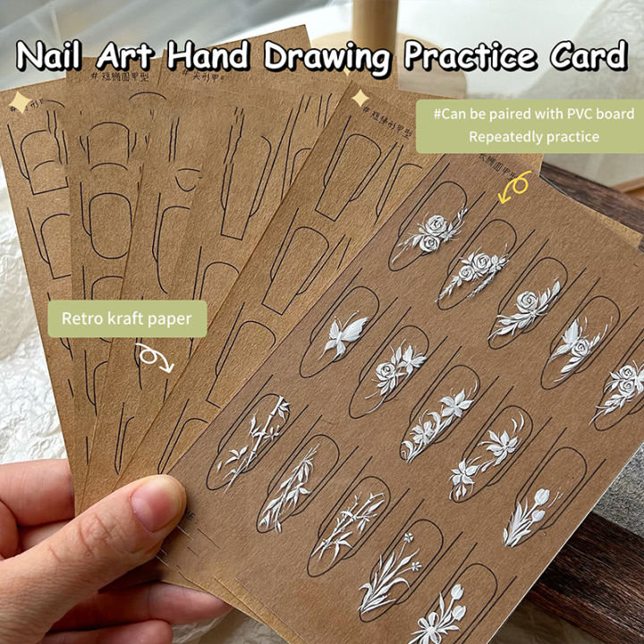 Nail Art Lines Practice Paper Drawing Painting Template Learning Book ...