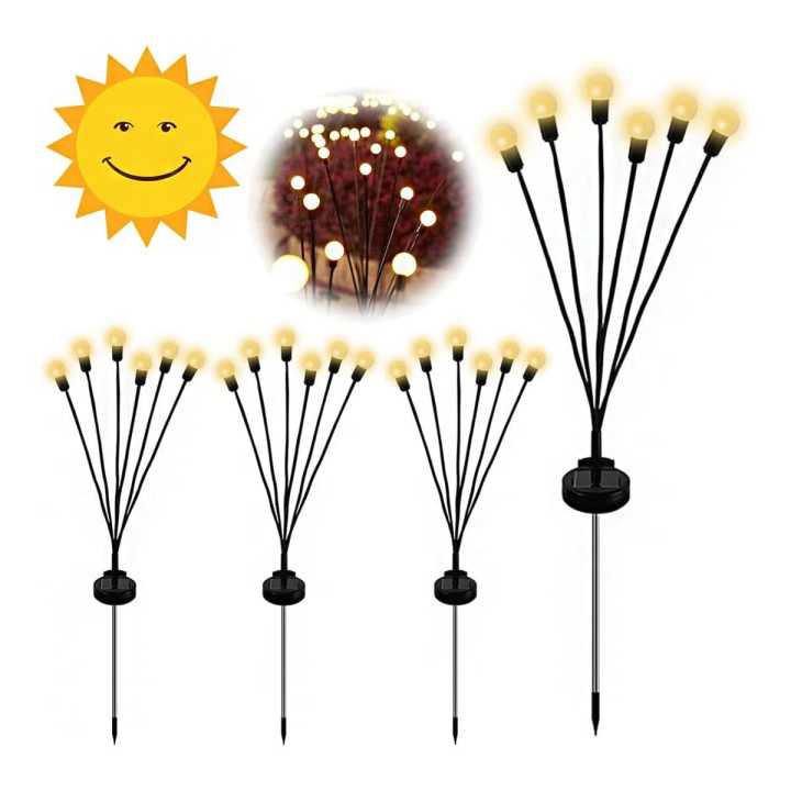 Solar Lawn Light LED Firefly Swing Light with Wind Outdoor Waterproof ...