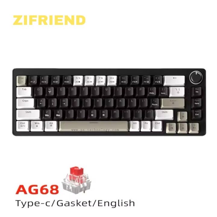 Zifriend AG68 67 Keys with knob Hot-Swappable Switch ABS Keycap Rainbow ...