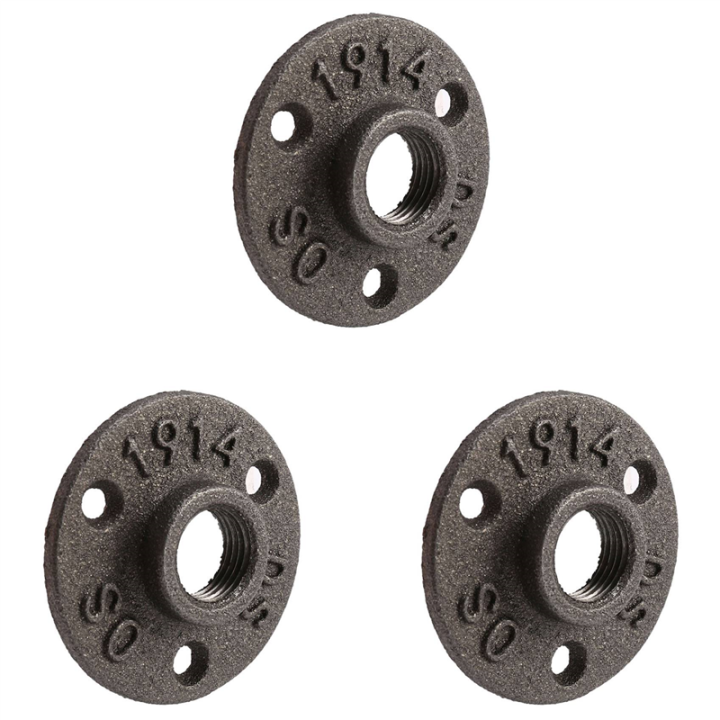 FORIDE 3pcs 1/2 Inch Black Cast Iron Pipe Fittings Floor Flange ...