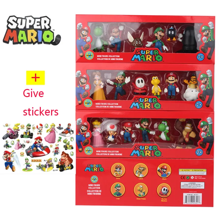 6Pcs/Set 4-7cm Super Mario Bros PVC Action Figure Toys Dolls Model Set ...