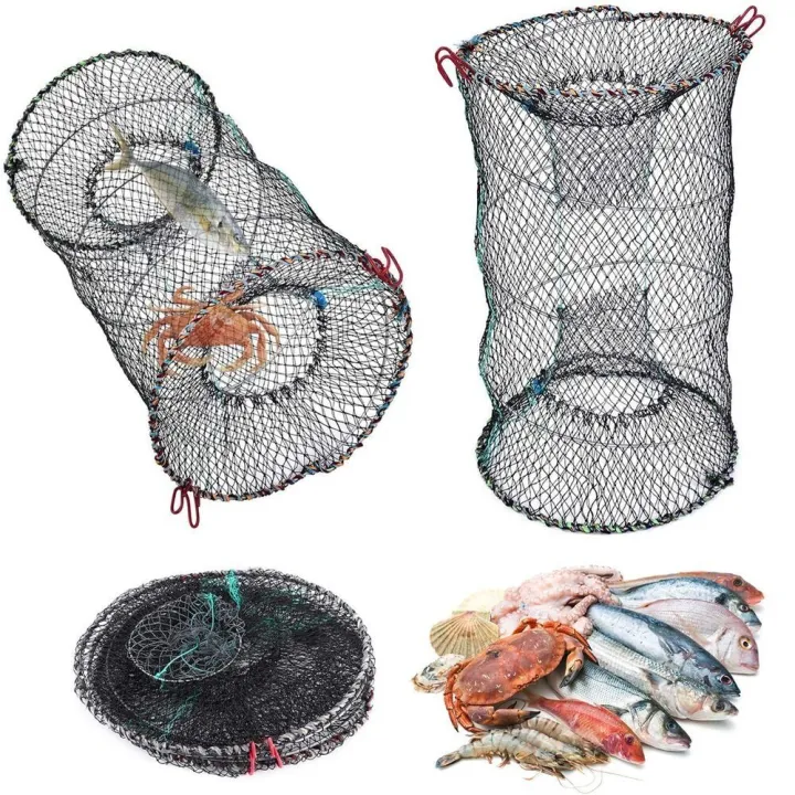 Foldable Round Crab Net Hand Throwing Net Spring Cage Fishing Shrimp ...