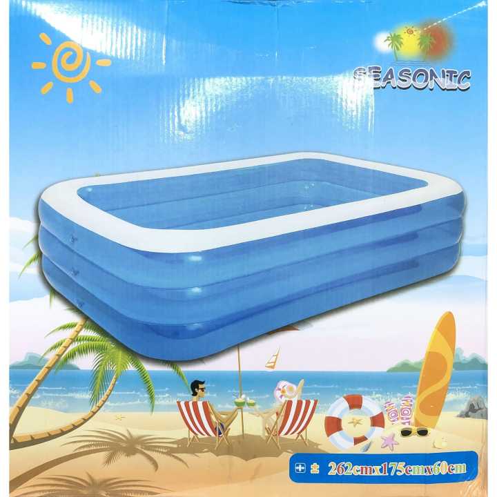 Swimming Water Pool with FREE PUMP Rectangle Blue For Kids Pool Party ...