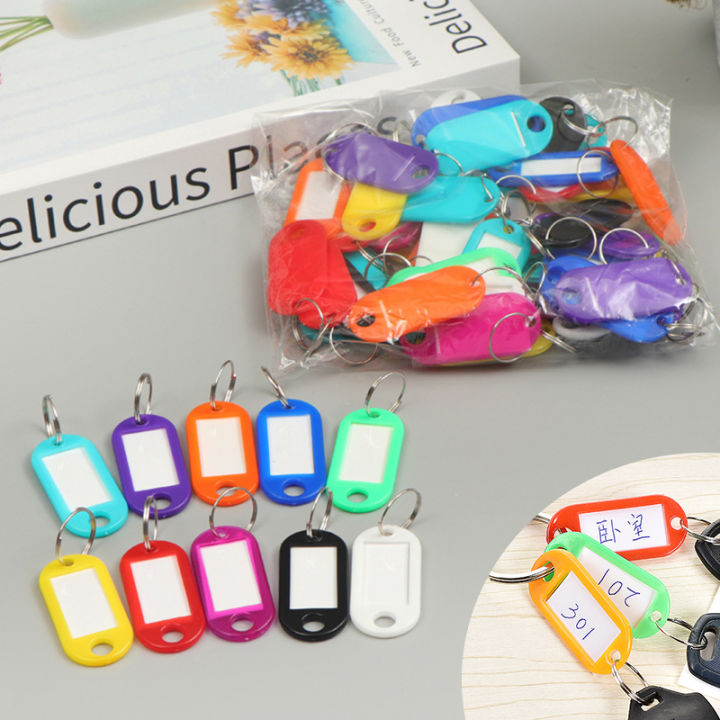 10/20pcs Colorful Plastic Keychain Key Tags Label Numbered Name Baggage ...