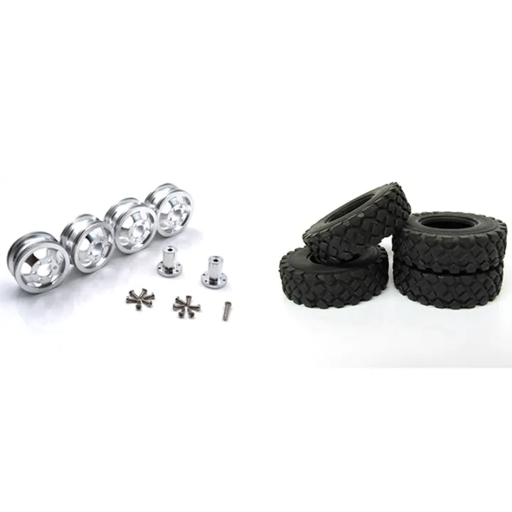 2 Set RC Car Part: 1 Set Metal Upgrade Shock-Proof Wheel Hub Rim & 1 ...
