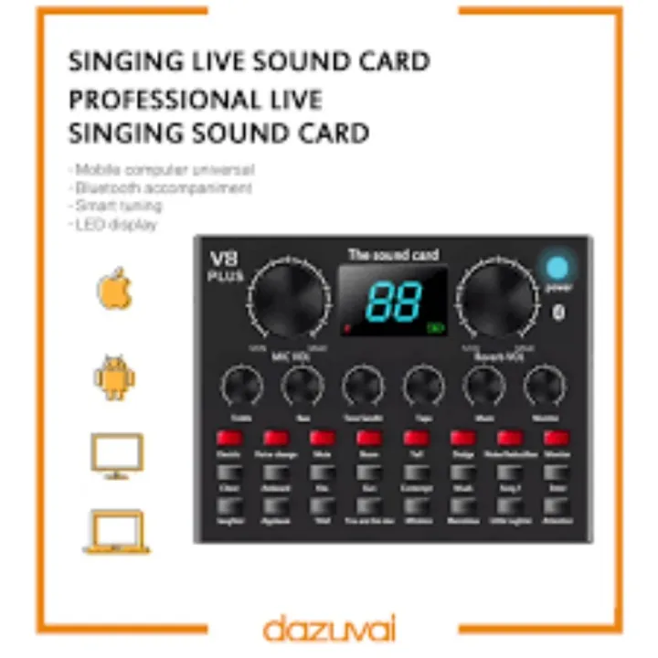 V8 plus Sound Card Audio Interface External Usb Live Broadcast ...