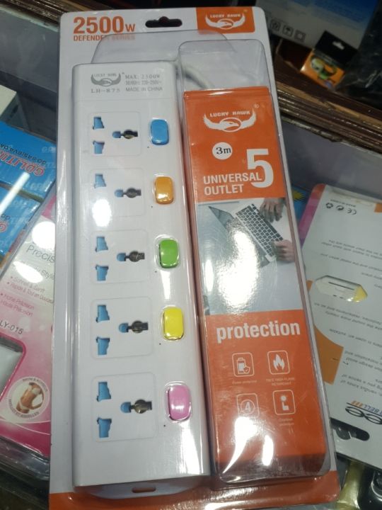 3 Meter Long Extension Cord 5 way 10A (Port Luck) Extra Heavy 2500 Watt ...
