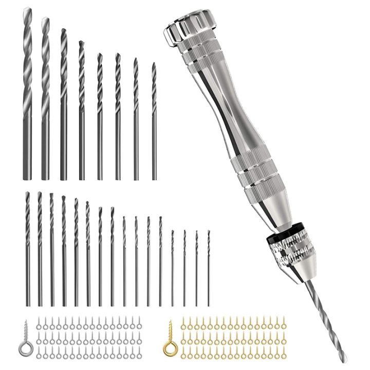 Pin Vise Hand Drill ,With 24 Pieces Twist Drill Bits and 100 Pieces Eye ...