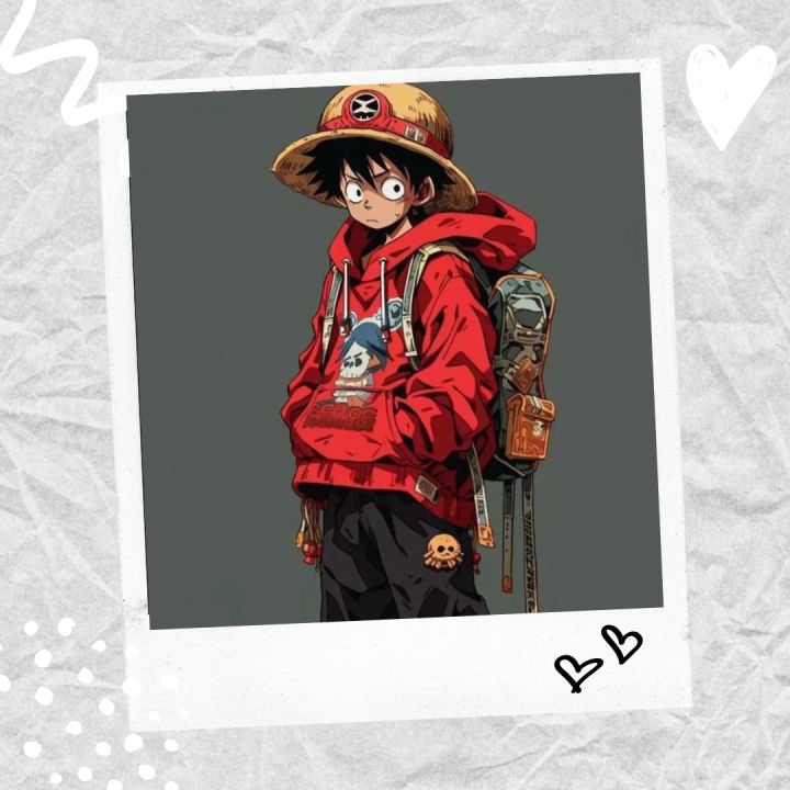 One Piece Luffy in Streetwear | Polaroid | Daraz.com.np