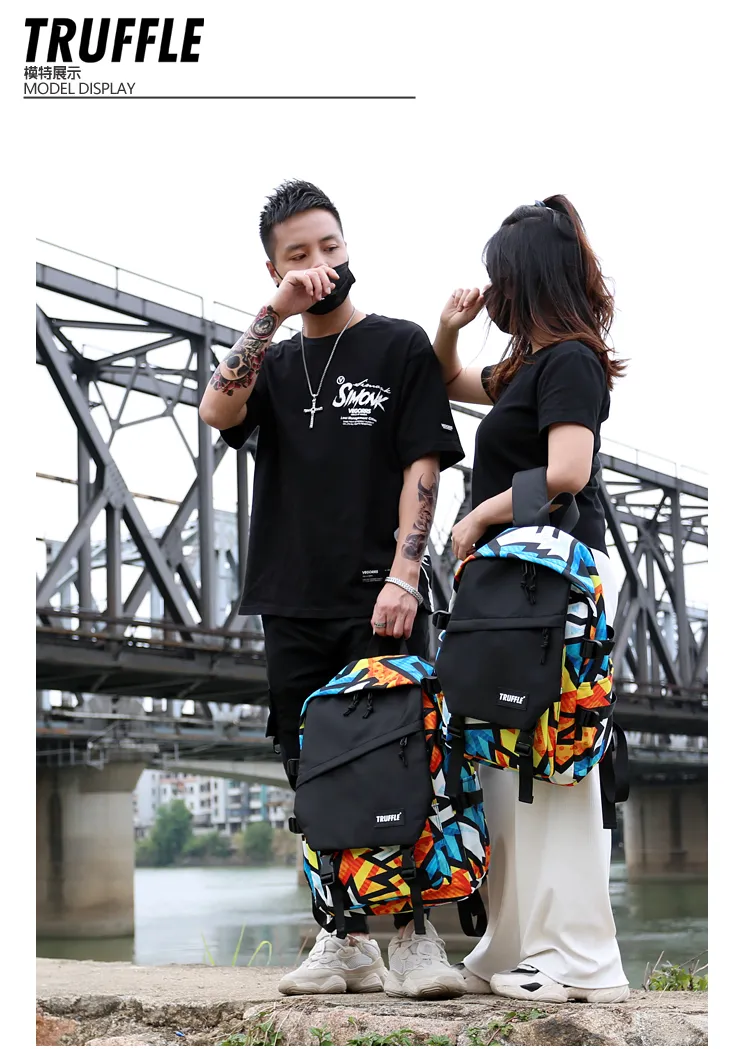 Truffle Graffiti Soft Hip-hop Backpack 16"laptop Storage (l) | Jeevee