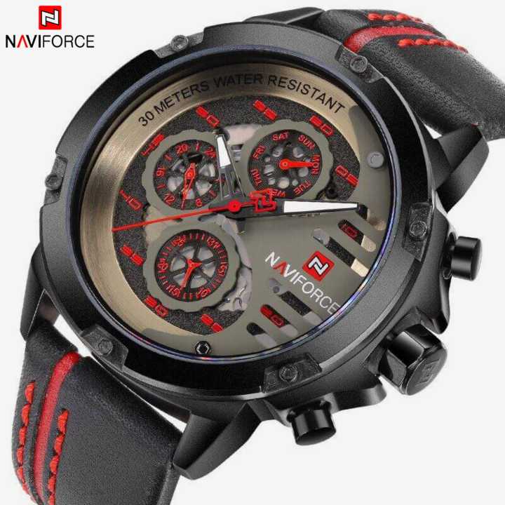 NAVIFORCE NF9110 Luxury Chronograph Analog Quartz Leather Band Water ...