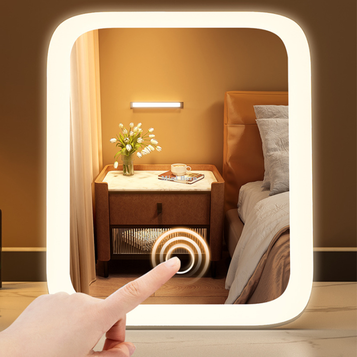 Mini Born LED Desktop Fill Light Small Mirror, Makeup Mirror With Light ...